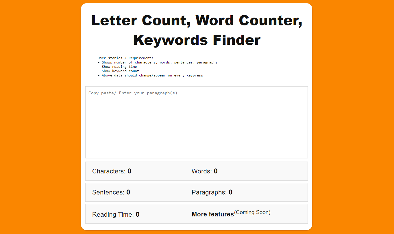 Letter Count, Word Counter, Keywords Finder Tool (Using HTML, CSS, Javascript) - Digital WorkerBees